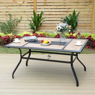 Outdoor Dining Table Metal Frame and PVC Table Top with 1.57 - Bed Bath ...