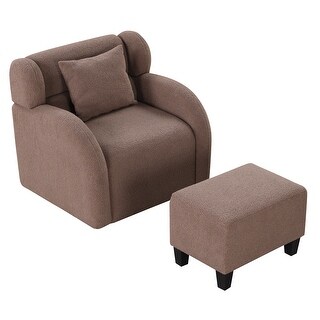 Velvet Single Person Rotating Sofa with A Pillow and Footstool ...