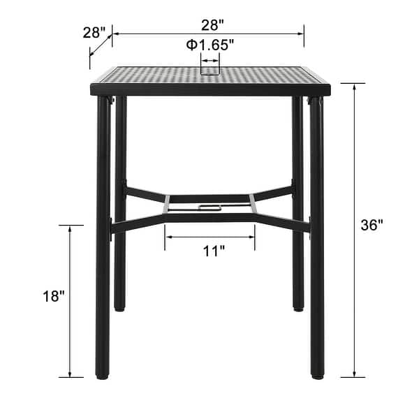 Outdoor 28 Inch Square Bar Table with Mesh Top and 1.57-Inch Umbrella ...