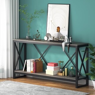 70.9 Inch Console Table, Industrial Sofa Table Narrow Long Entry Table ...