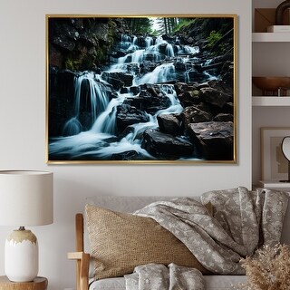 Designart "Waterfall Eternal Cascade III" Waterfall Framed Canvas Art ...