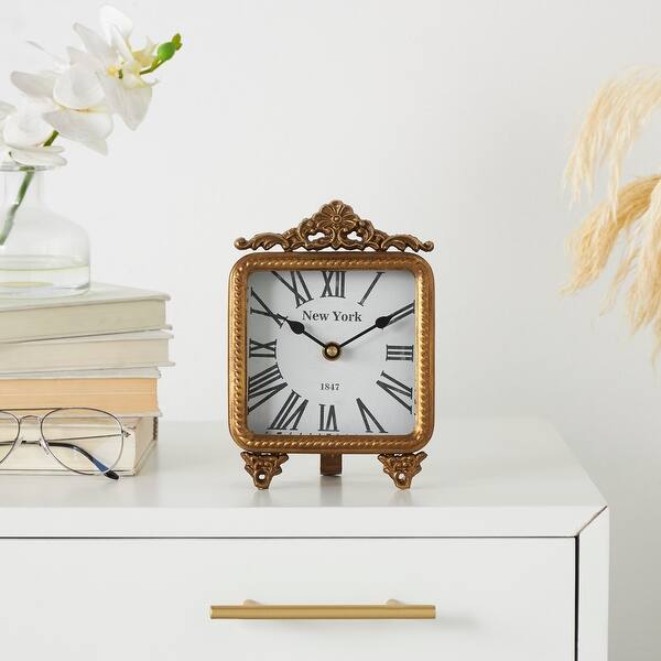 Gold Metal Antique Style Scroll Decorative Clock - Bed Bath & Beyond ...