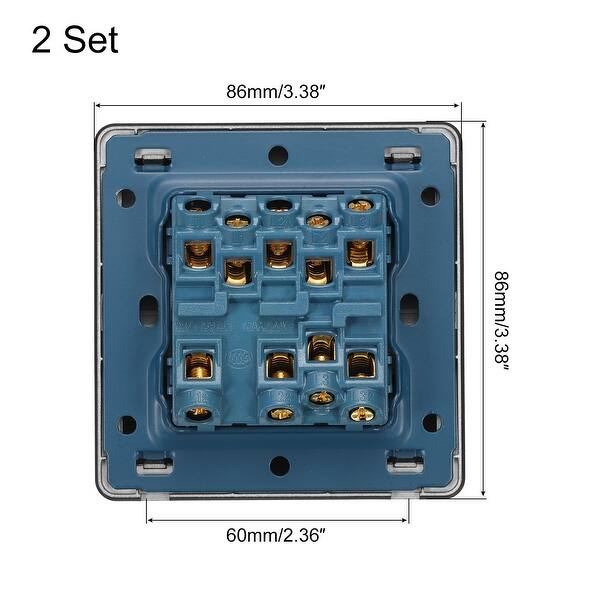 Light Switch Wall Push Button 3 Gang 2 Way Black 250V 10A 86mmx86mm ...