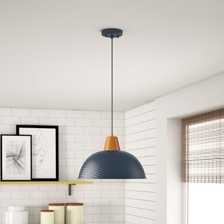 2 Pack Industrial Pendant Light With Black Metal Dome Lamp Shade - On ...