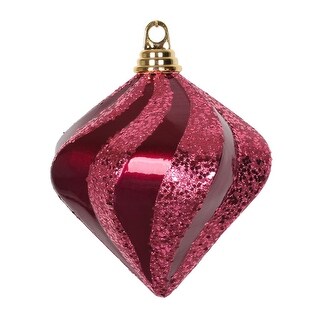 Vickerman 6'' Fuschia Candy/Glitter Swirl Diamond Christmas Ornament ...