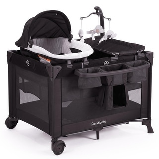 Unisex Nursery Center Playard with Bassinet & Changing Table, Black ...