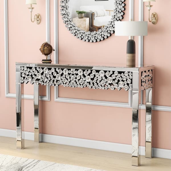 Glam Console Table Entryway Table with Crystal Frame - Bed Bath ...