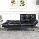 Modern Faux Leather Futon with Memory Foam and Adjustable Armrests ...