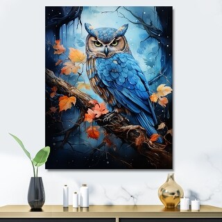 Designart "Blue Owls Moonlight Realm " Owl Animal Wall Art - Bed Bath ...