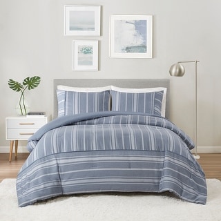 Beautyrest Kent 3 Piece Striped Herringbone Oversized Comforter Set ...