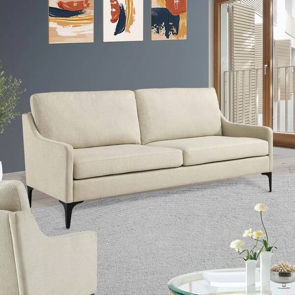 Eden Mid-century Modern Beige Upholstered Fabric Sofa - Bed Bath & Beyond - 36909518