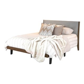 Vee Queen Size Platform Bed, Modern Low Profile Angled Legs, Natural ...