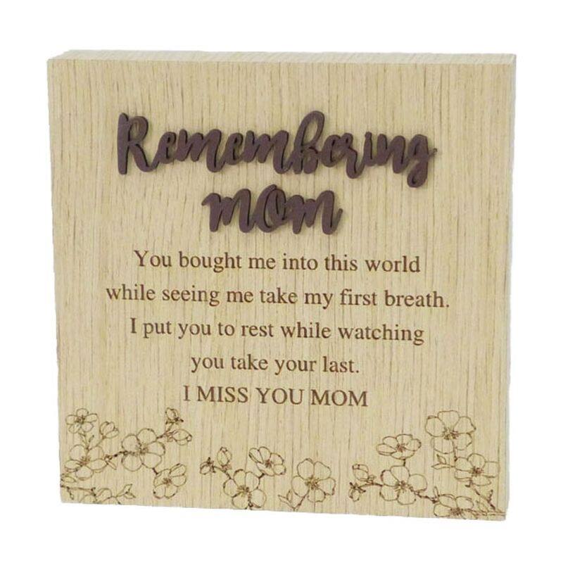 6"X6" Wood Grain Blocks-Remembering Mom Block Sign - Overstock - 40441199
