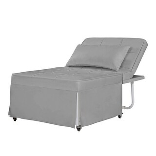 Folding Chair Sleeper Bed, 4 in 1 Adjustable Sofa Chair Velvet, Grey ...