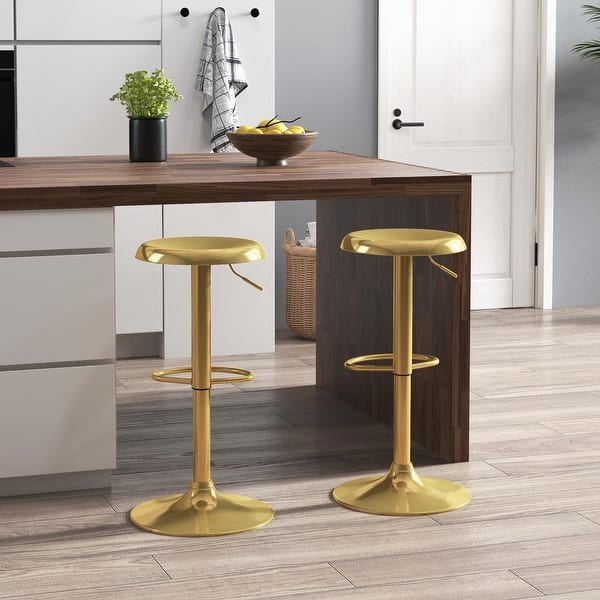 Adjustable Bar Stools Set of 2, Swivel Round Metal Airlift Barstools ...