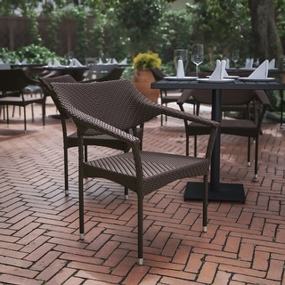 All Weather Commercial Grade PE Rattan Stacking Patio Chairs - Bed Bath ...