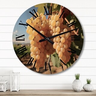 Designart "Golden Grapes Vineyard I" Farmhouse Oversized Wood Wall ...