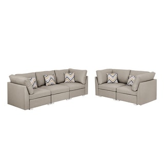 Modern Accent Sofa Set, Linen Fabric Couch and Loveseat Furniture Sets ...