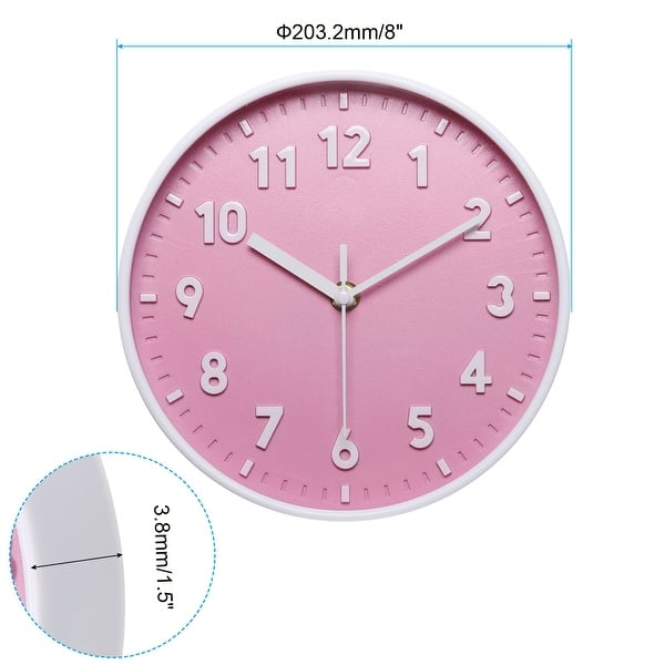 8 Inch Wall Clock, 3D Number Quartz Silent Round Wall Clocks - Bed Bath ...
