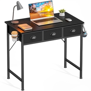 Small Black Desk with 3 Fabric Drawers - Bed Bath & Beyond - 42801101