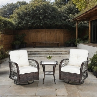 3 Piece Rattan Chair Table Set with 2 Rocking Chairs and Table - Bed ...