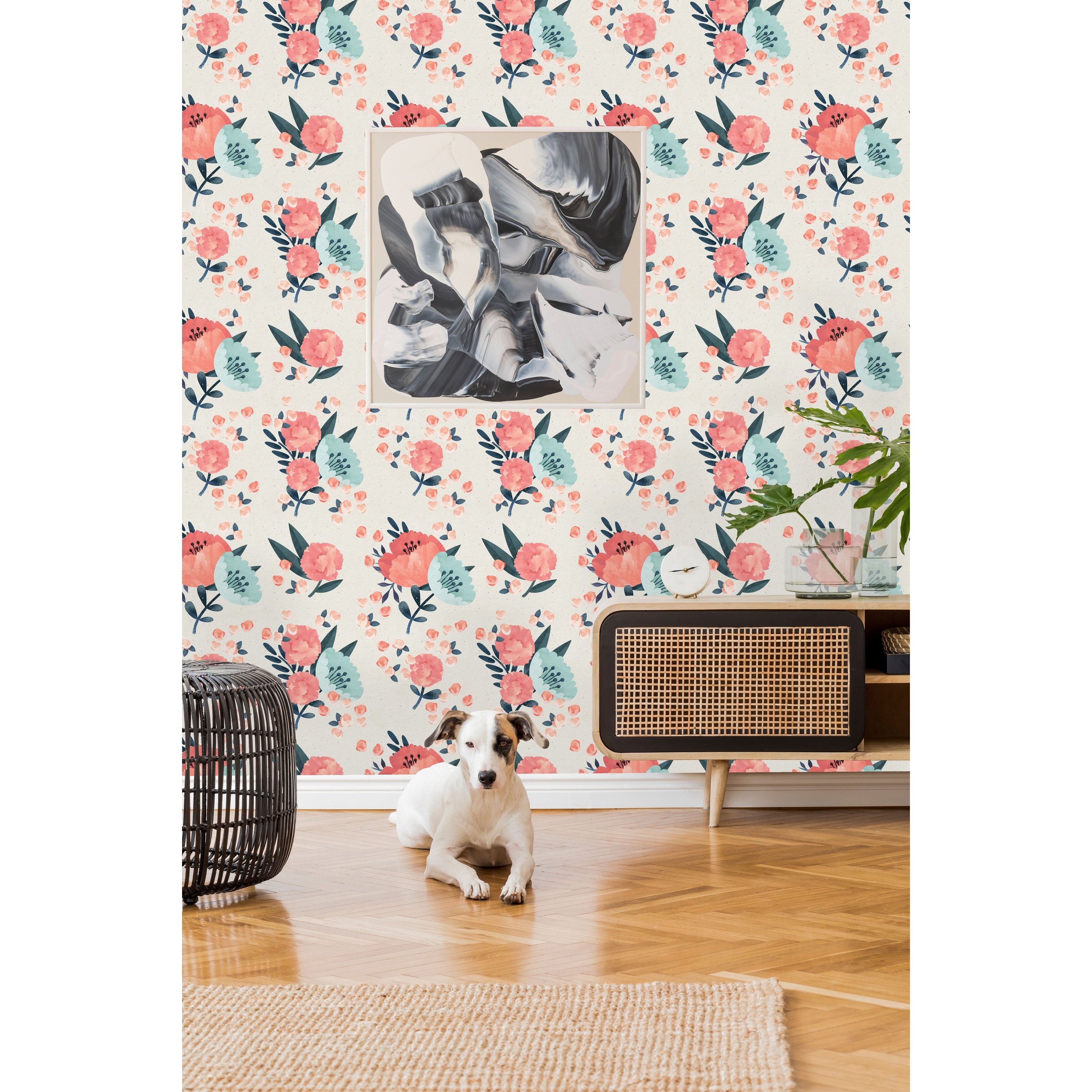 Blue Watercolor Flowers Peel and Stick Wallpaper - Bed Bath & Beyond ...