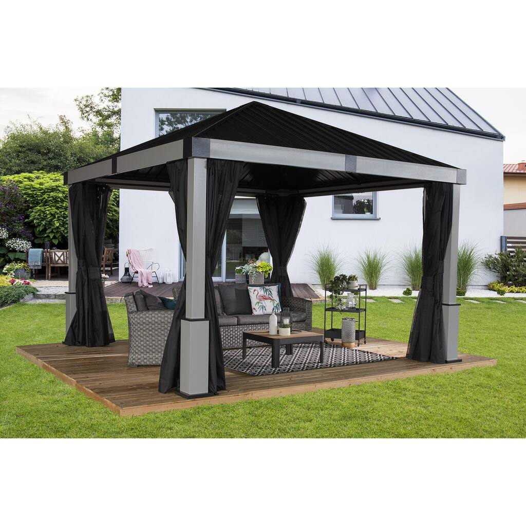Sojag Lena 12 x 12 ft Grey Hard Top Gazebo - Overstock - 39996763
