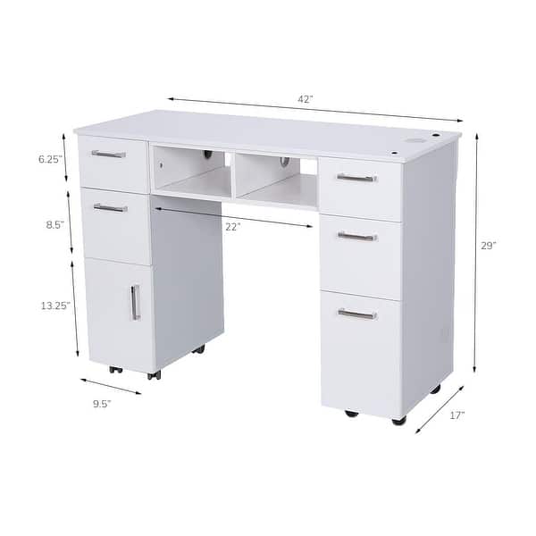 Seneca Manicure Table Nail Station Desk, Stone Top, Ash Grey - Bed Bath ...