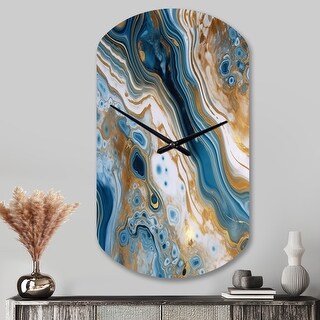 Designart - Blue and White Marble Dreams - Abstract Wall Clocks in ...