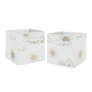 Boho Desert Sun Taupe Foldable Fabric Storage Bins Neutral Tan Beige ...