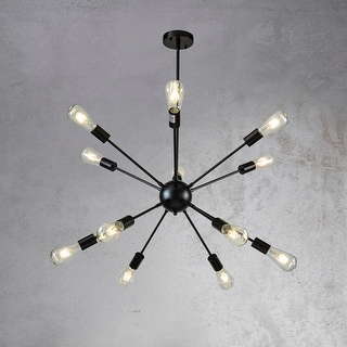 CraftHome 12-Light Modern Sputnik Sphere Matte Black Chandelier ...