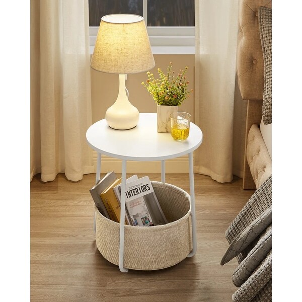 Round End Tables with Storage Basket Metal Side Table Nightstand Small Bedside Table for Bedroom Living Room On Sale Bed Bath Beyond 39922286