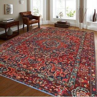 Fine Vintage Distressed Edel Red/Burgundy Rug - 8'6" x 11'6" - Bed Bath ...