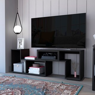 63" Reversible Entertainment Center Rectangl TV Console with 5-Shelf ...