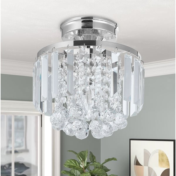 Modern 1-Light Crystal Style Semi Flush Mount Lighting for Kitchen ...