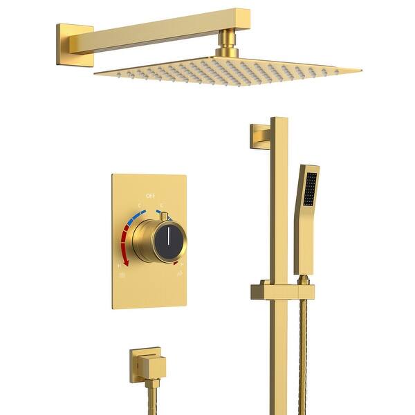 Modern Shower System 10'' Wall Rainfall Shower Head with Slide Bar ...