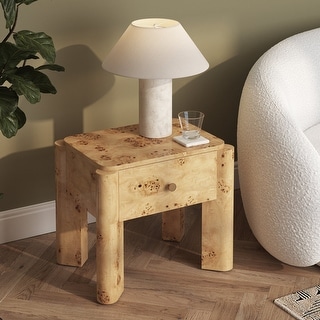 Studio London Nightstand Maple Burl Bedside Table Easy Assembly for ...