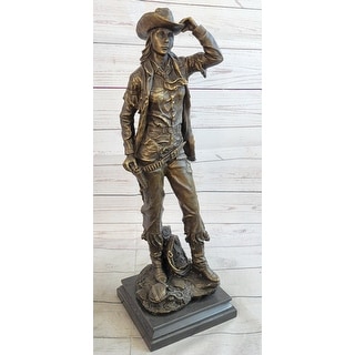 Cowgirl Female Cowboy Bronze Statue Sculpture Western Country Figure 22 ...