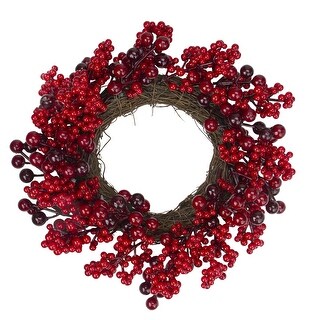 Mixed Berries Artificial Christmas Twig Wreath - 12 Inch, Unlit - Red ...