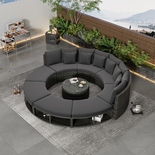 Outdoor Patio Furniture Luxury Circular Sofa Lounge Set - Bed Bath ...