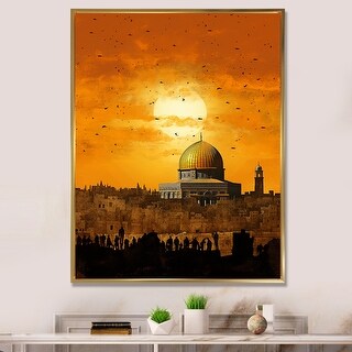 Designart "Judaism Synagogues Sunset Sanctuary I" Judaism Framed Canvas ...