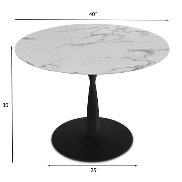 Round White Faux Marble Topped Round Pedestal Dining Table - 40"x40"x30 ...