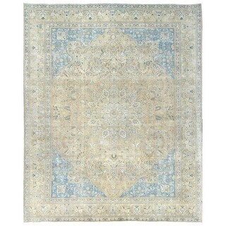 Shahbanu Rugs Walnut Brown Old Persian Tabriz Hand Knotted Worn Wool ...