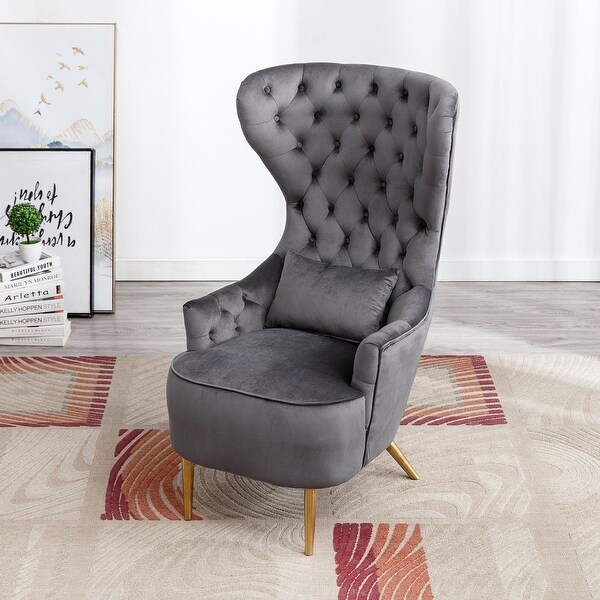 Tufted high back velvet accent chair store