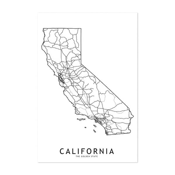 California California White Map Maps Black White Art Print/Poster - Bed ...