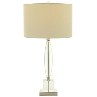 Crystal Transparent Base Room Table Lamp with Drum Shade - Clear ...