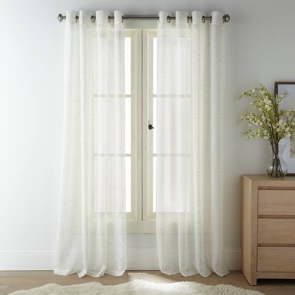 Nanshing Bianche Set of 2 Sheer Curtain Panels with Metallic Slubs ...