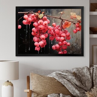 Designart "Pink And Black Vintage Fuschia Flowers" Fuschia Pink Wall ...
