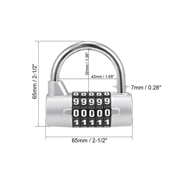 5-Digit Combination Padlock 2-1/2-inch Resettable Gate Locker Lock ...