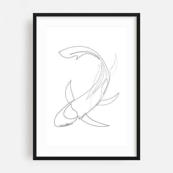 Koi Line Drawings Animals Black White Dorm Art Fish Art Print/Poster ...
